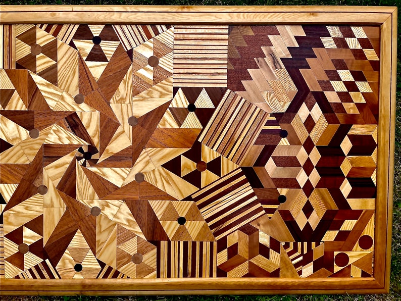 Mosaic, Wall Hanging, Wood Tile, Hardwood Mosaic Tessellated Artwork ...