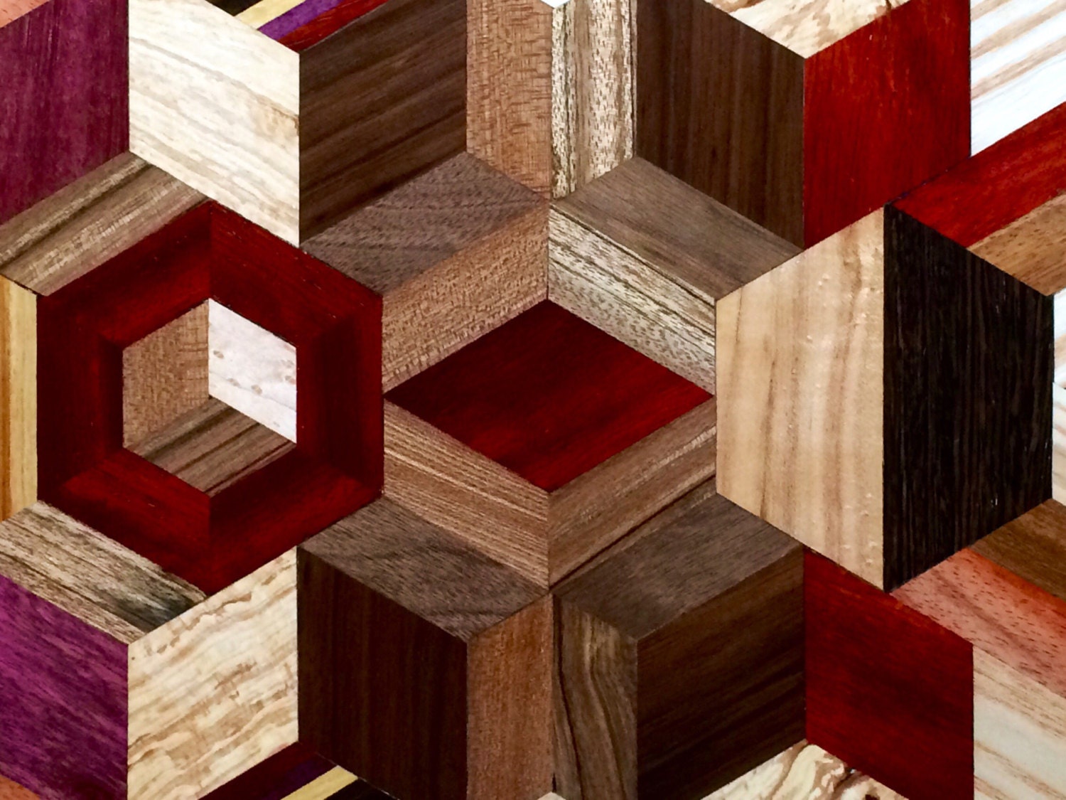 Coffee Table, Tiled Mosaic, Geometric Patterns, Recycled Wood, Accent ...