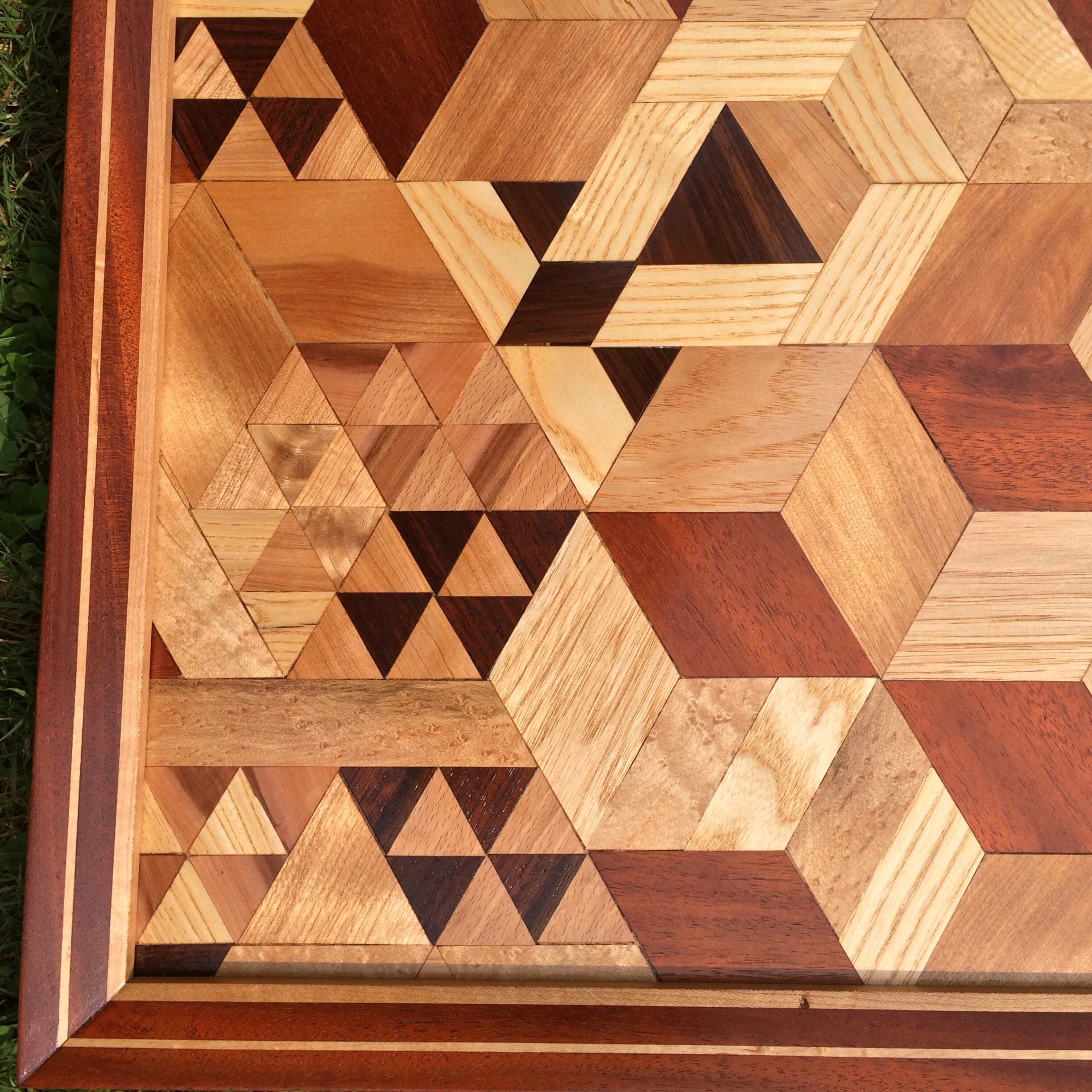 Geometric Wood Tile Art: Mahogany & Maple Inlay (32"x32") - Etsy