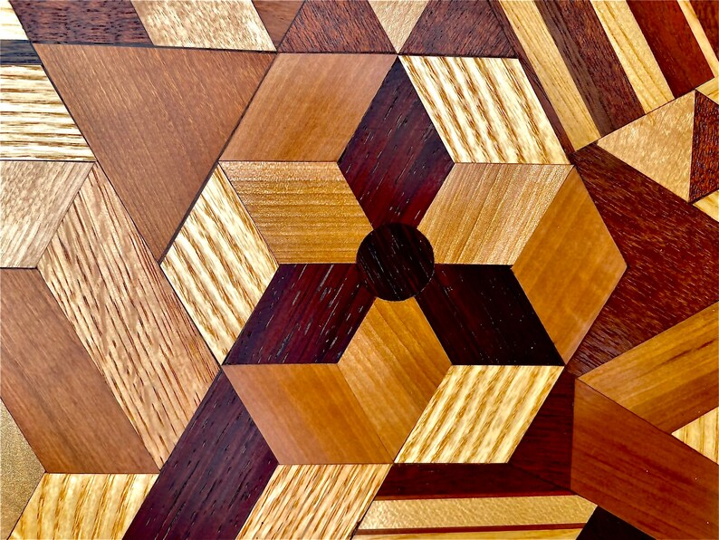 Mosaic, Wall Hanging, Wood Tile, Hardwood Mosaic Tessellated Artwork ...