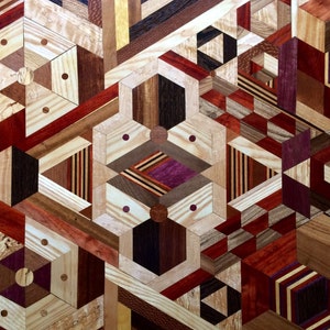 Coffee Table, Tiled Mosaic, Geometric Patterns, Recycled Wood, Accent ...