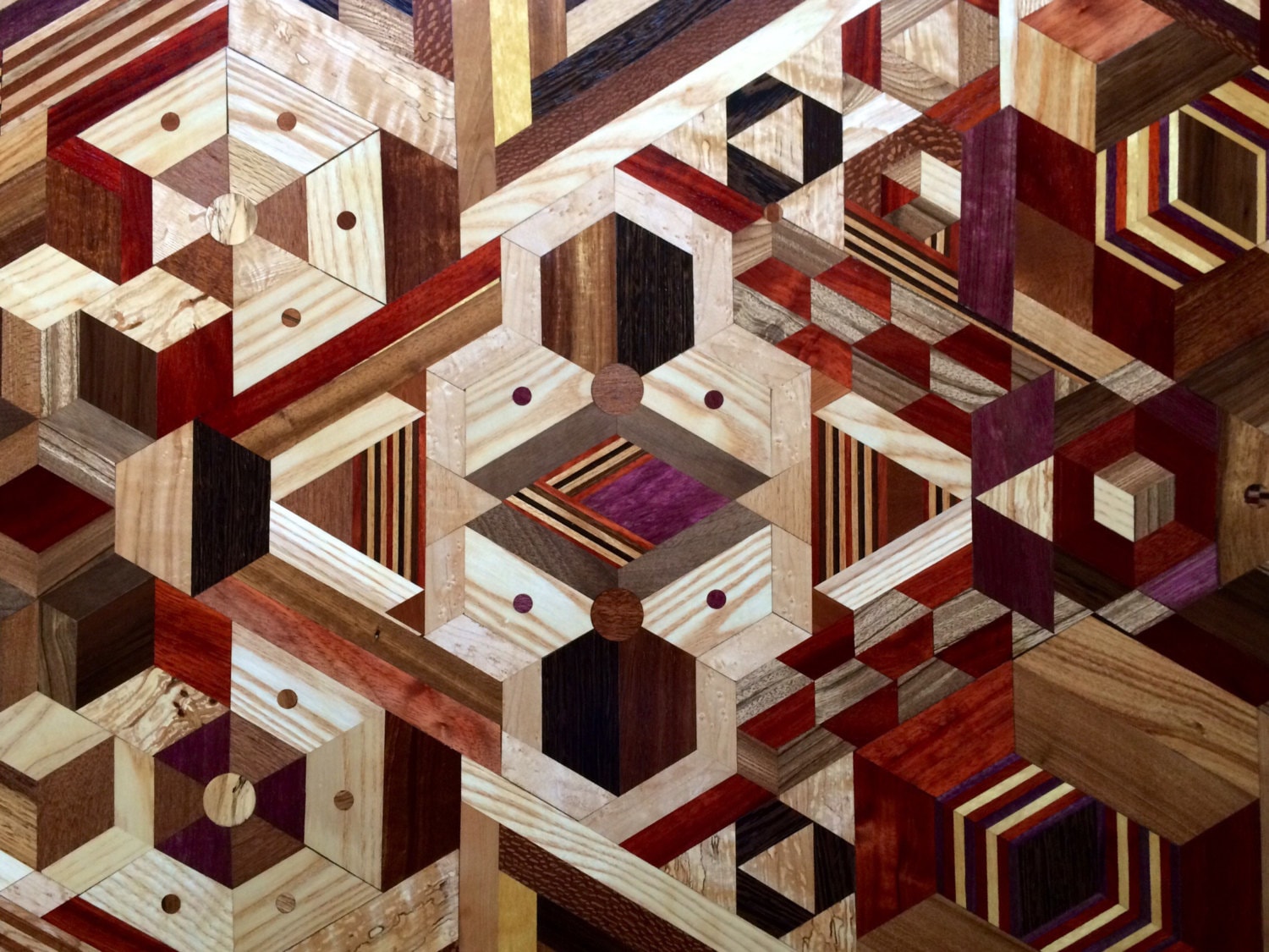 Coffee Table, Tiled Mosaic, Geometric Patterns, Recycled Wood, Accent ...