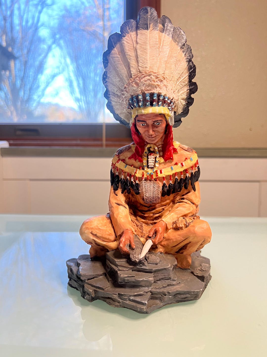 Vintage Limited Edition Native American Carving Knife Statue Old West ...