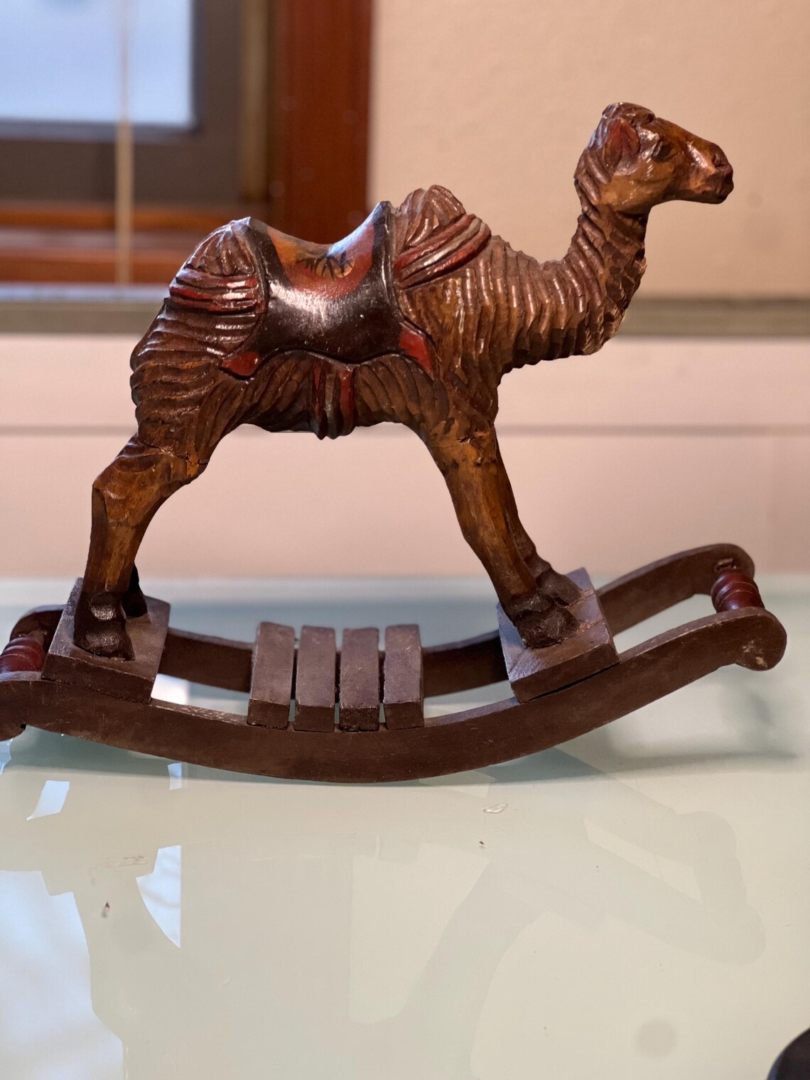 Vintage Carved Wood Camel Rocker Rustic Decor - Etsy