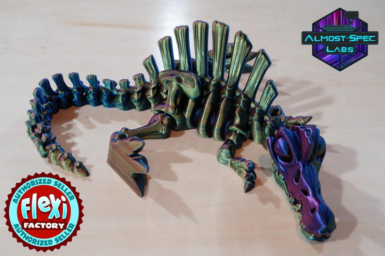 3D Printed Flexi Skeleton Spinosaurus Dinosaur: Articulated Display ...