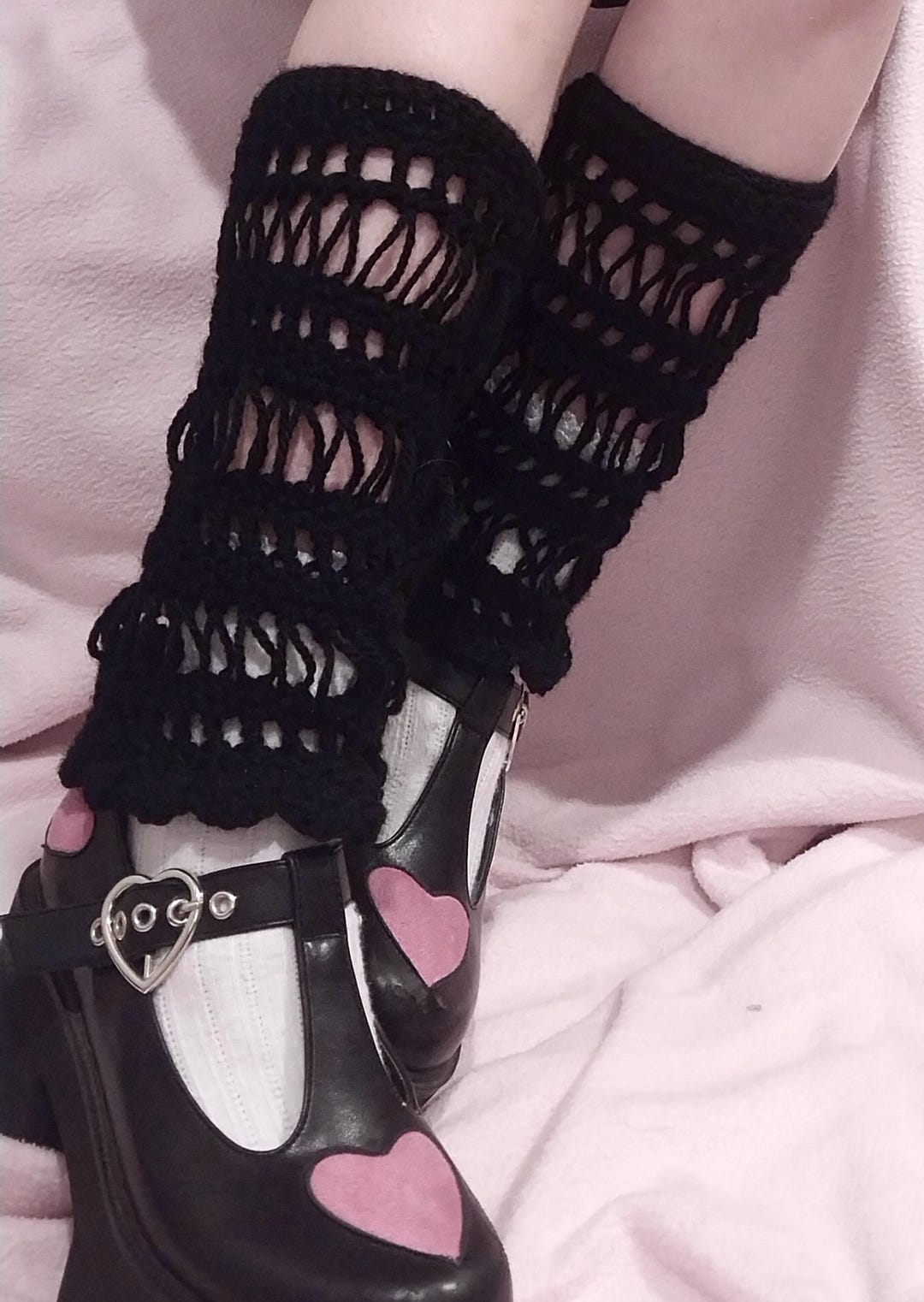 Lacey Wool Crochet Leg Warmers - Black (custom Colours!) - Etsy