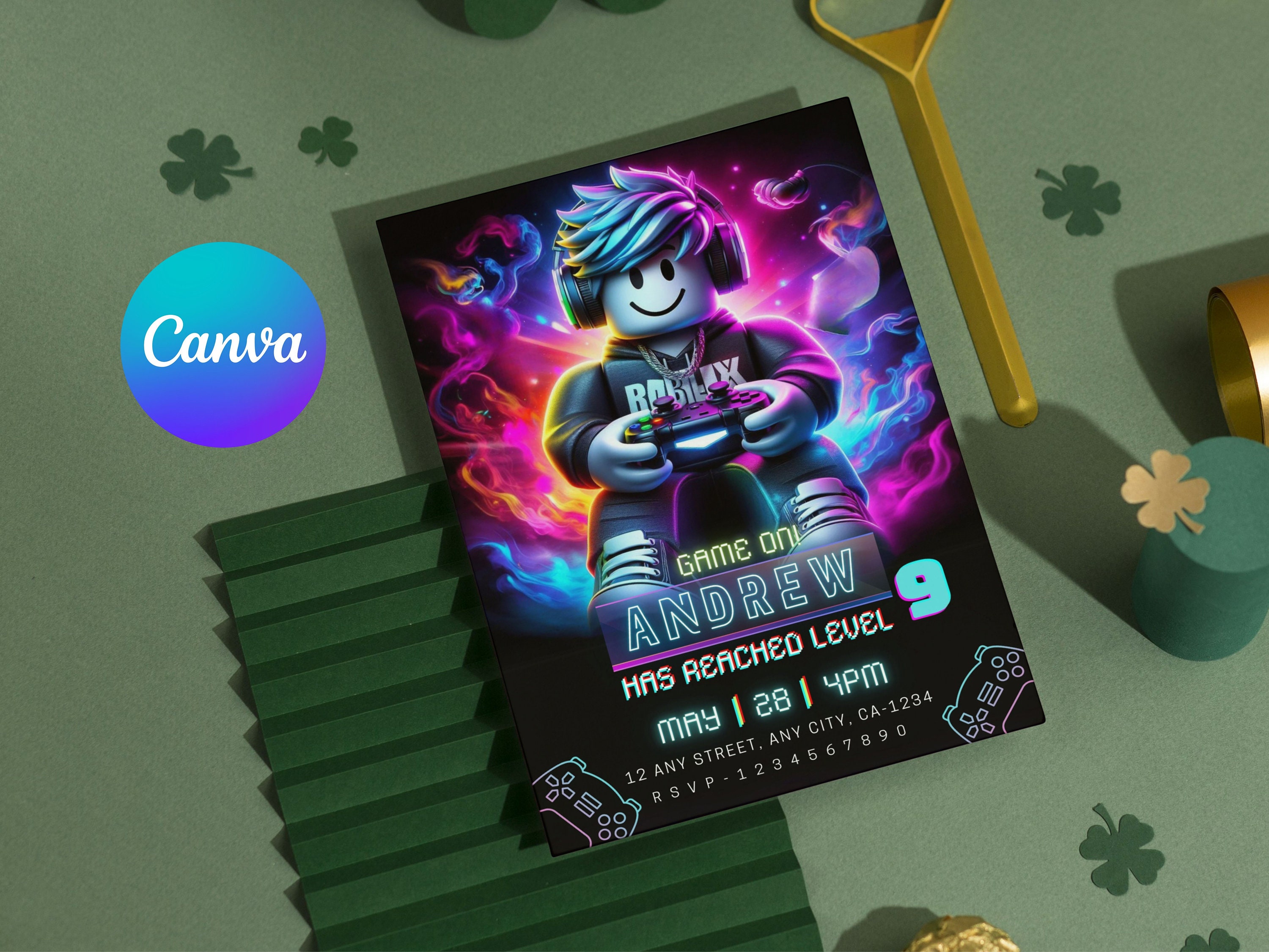 Roblox Invitation, Roblox Invite, Roblox Boy Birthday Invitation, Gamer ...