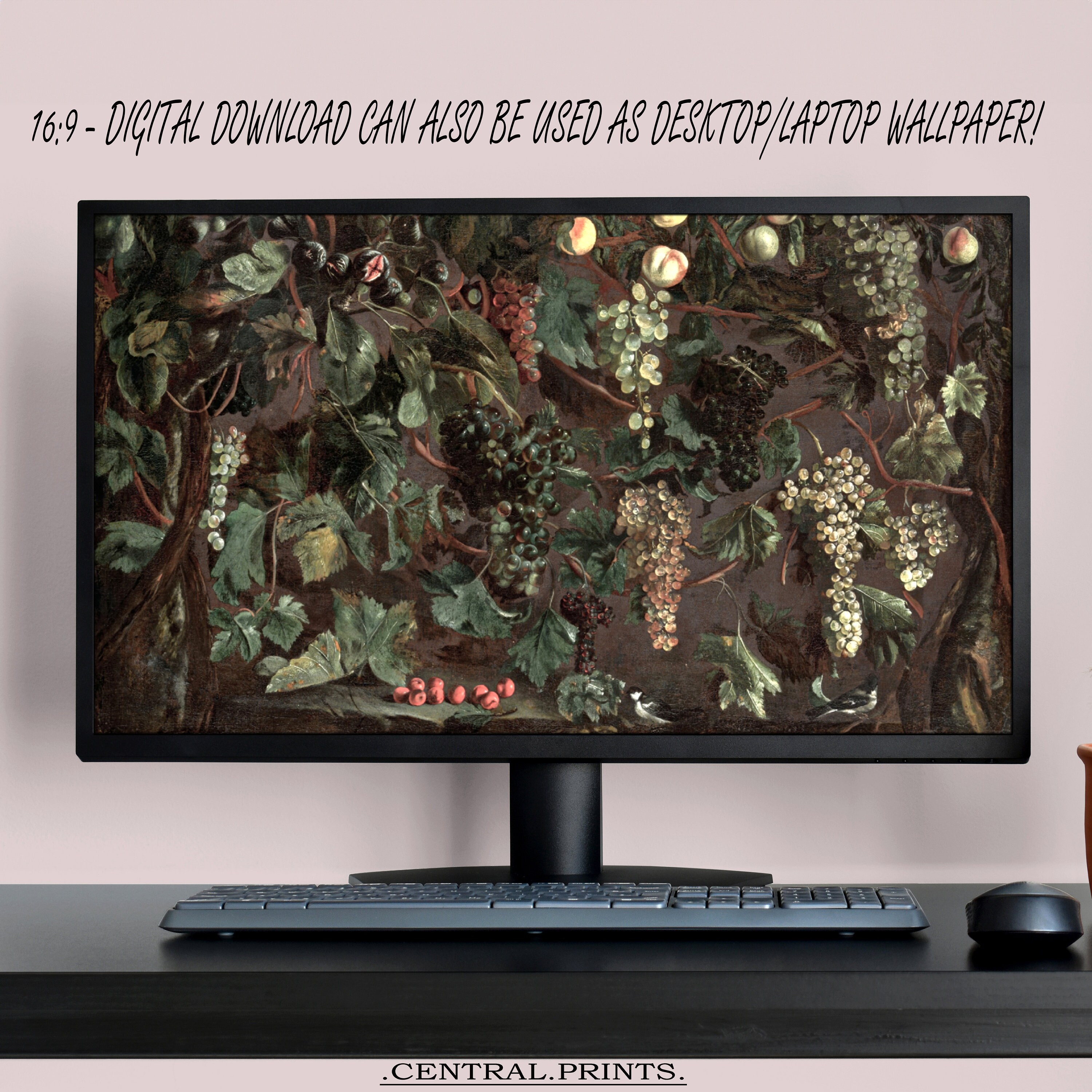 TV Frame Vintage Antique Still Life Grapevine Painting Digital ...