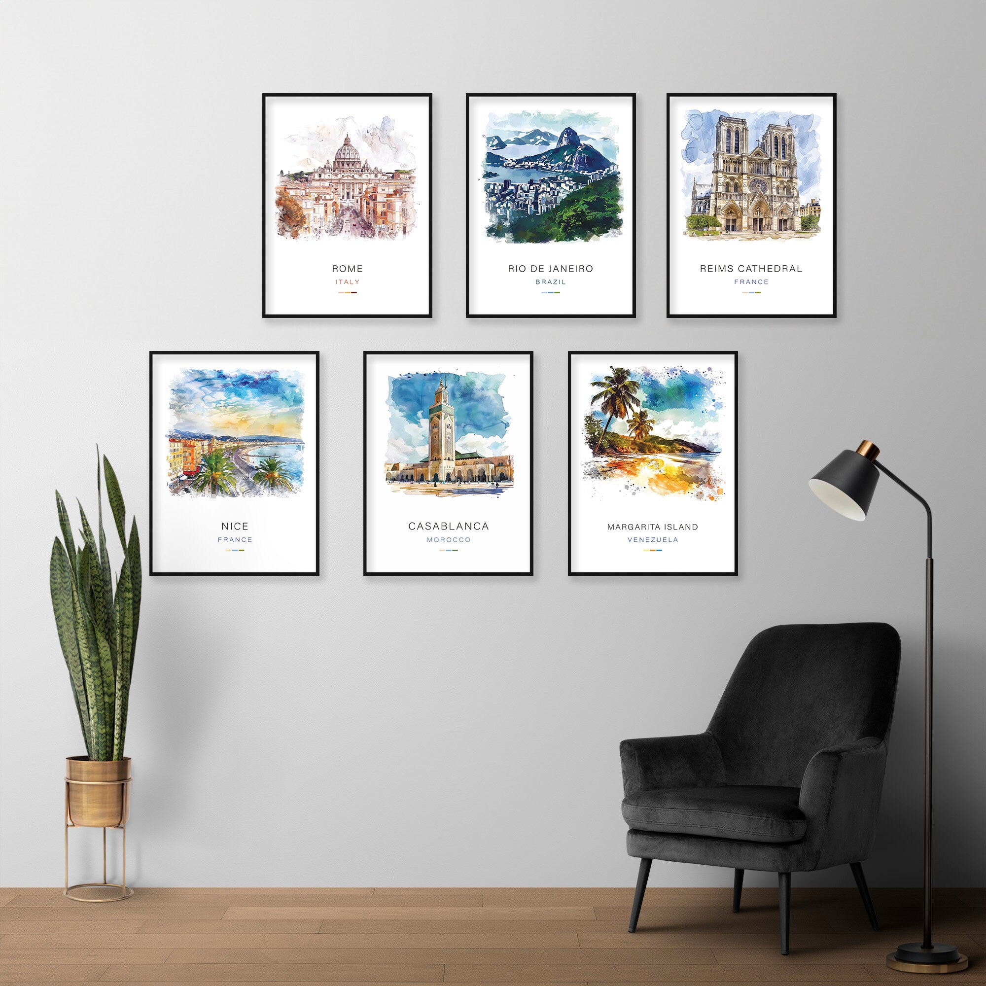 Custom City Print Set of 6, Personalized City Print, Digital Print Set ...