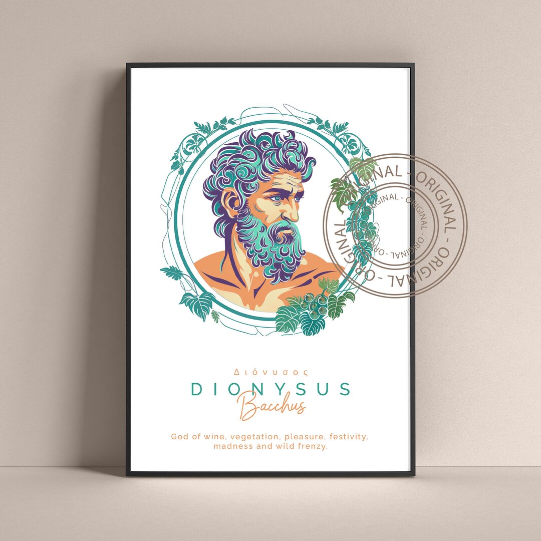 Dionysus Bacchus Greek God Print, Dionysus Printable Poster, Greek ...