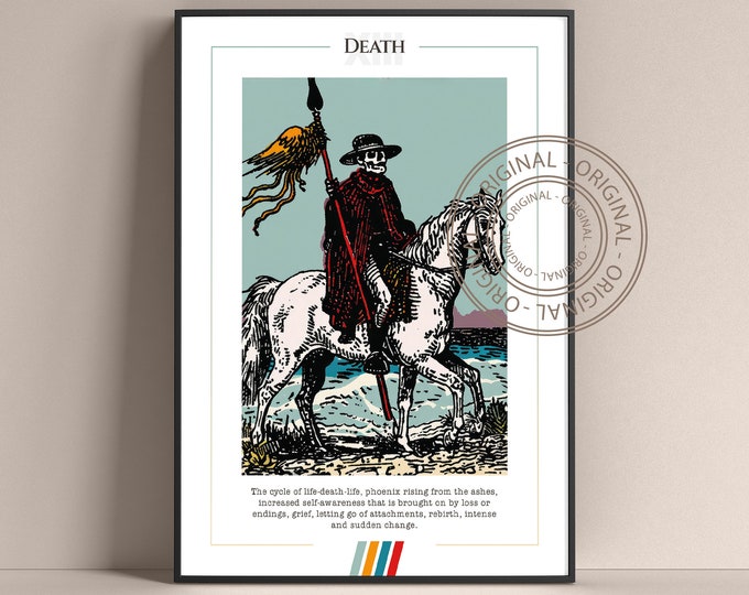 Death Tarot Card Print, Tarots Cards Major Arcana, Death Poster Wall ...