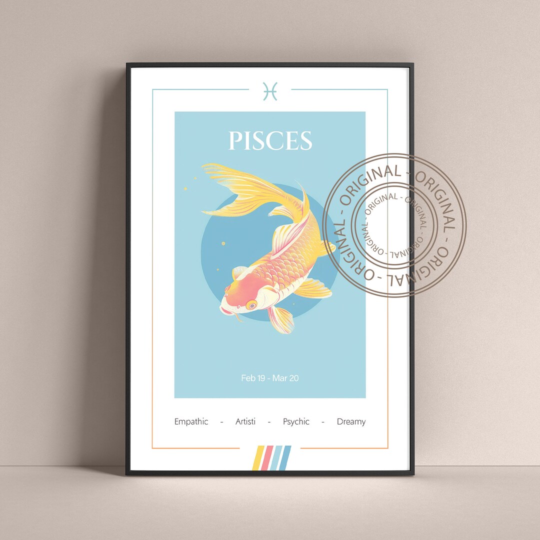 Pisces Wall Art Zodiac Poster Printable, Pisces Art, Pisces Wall Art ...