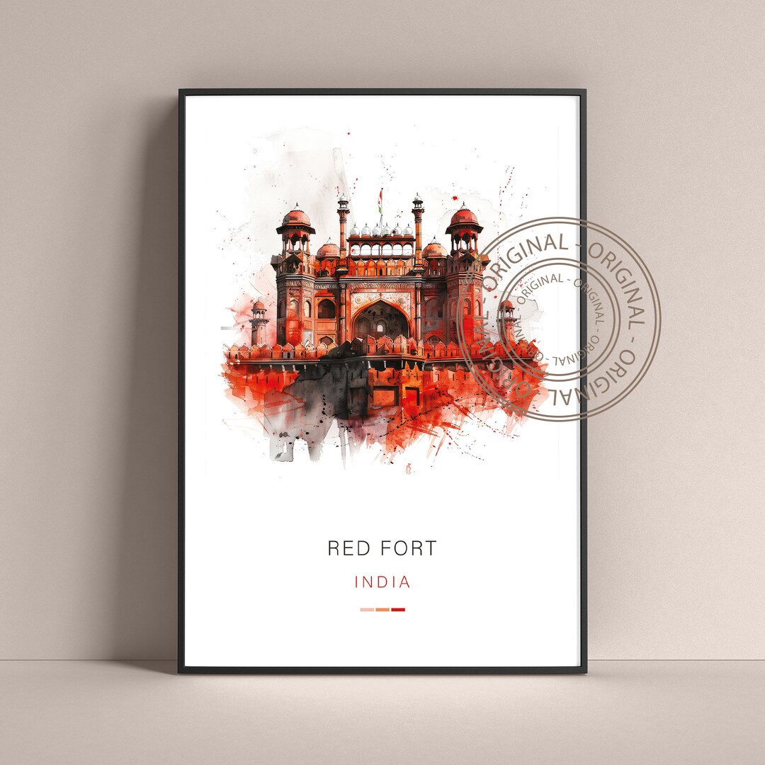 Red Fort Poster, India Travel Print, Red Fort Printable Poster, Travel ...