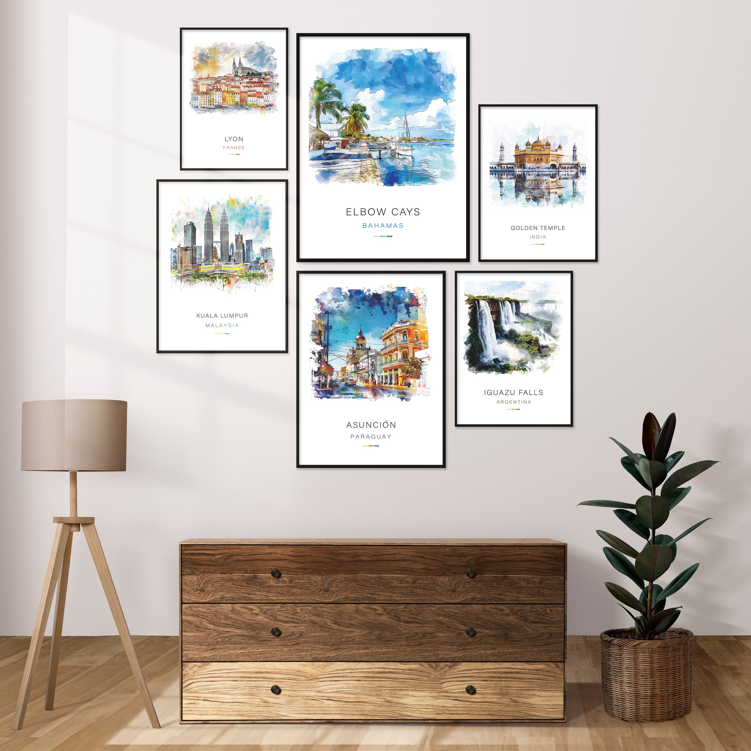 Custom City Print Set of 6, Personalized City Print, Digital Print Set ...