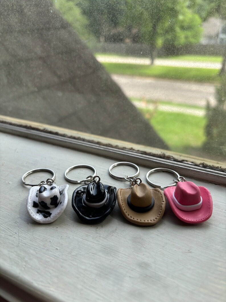 Cowboy Hat Keychains 4 Styles Handmade Polymer Clay Keychains - Etsy