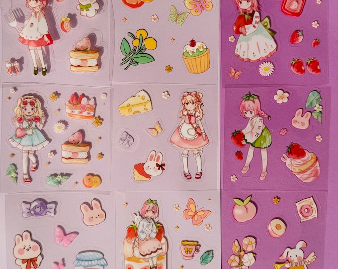 Variety Kawaii Sticker Pack Cute Anime Girls, Bunnies, Food ...