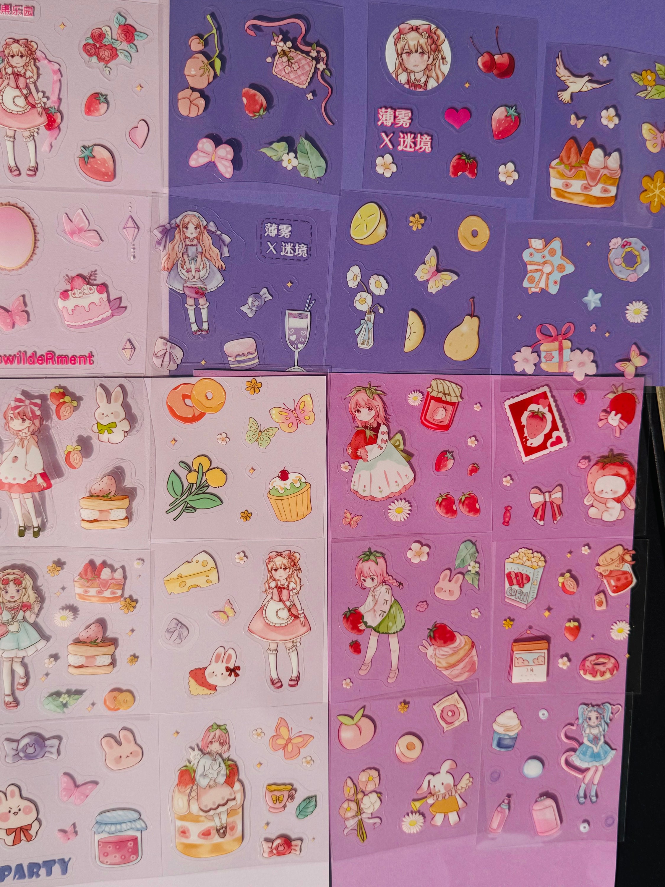 Variety Kawaii Sticker Pack Cute Anime Girls, Bunnies, Food ...