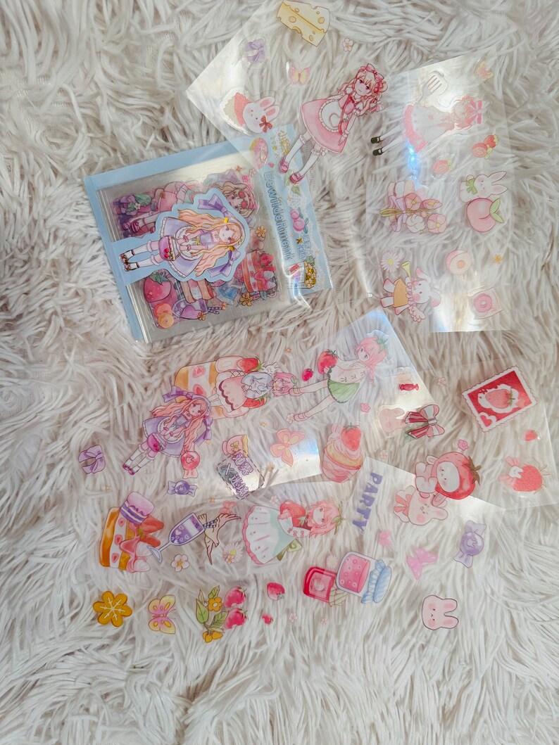 Variety Kawaii Sticker Pack Cute Anime Girls, Bunnies, Food ...