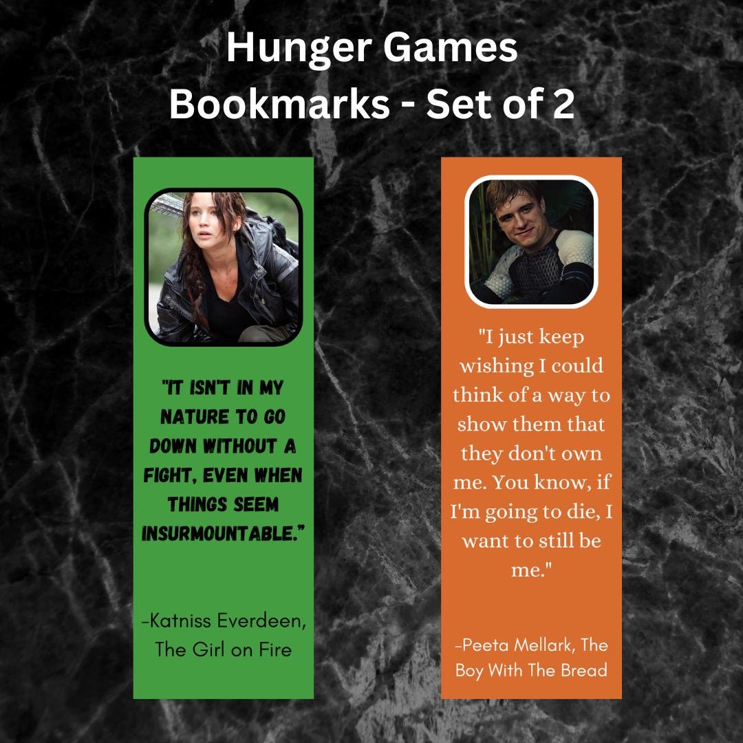 Printable Hunger Games Bookmarks Set of 2, Katniss Everdeen and Peeta ...