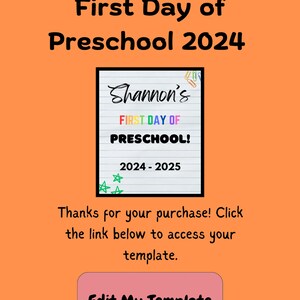 EDITABLE First Day of School Sign Template Easy Back to School Sign ...