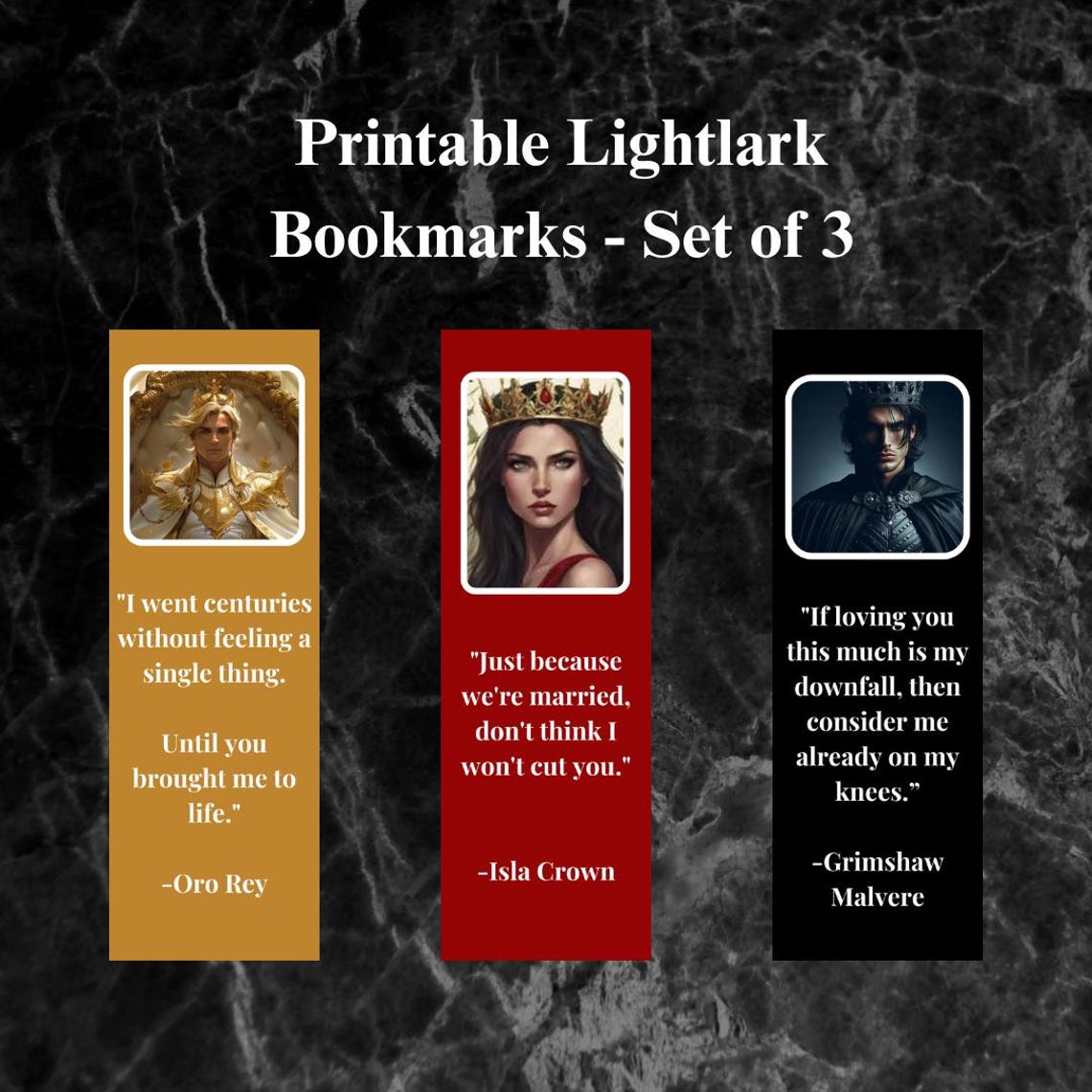 Lightlark Bookmarks Set: Oro, Grim, Isla (PDF Printout) - Etsy