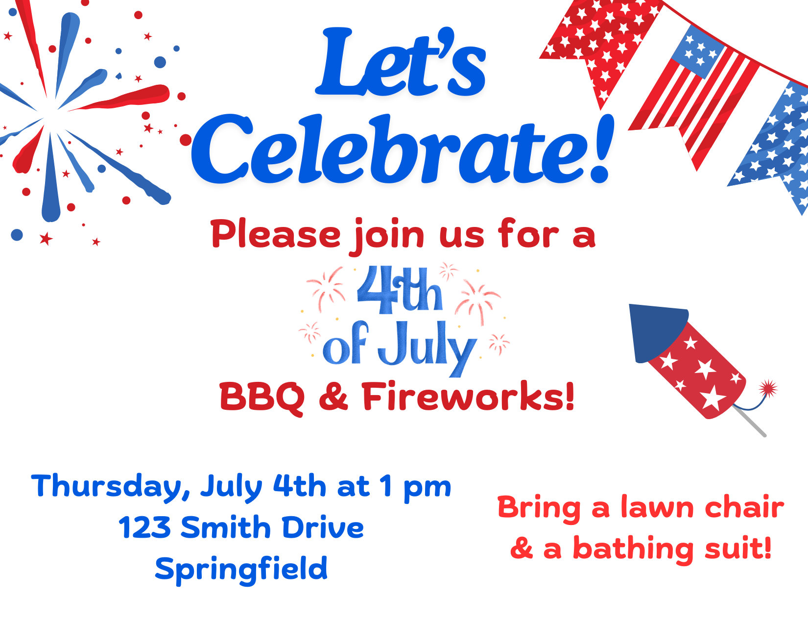 EDITABLE 4th of July Invitation Template, Printable Fourth of July ...