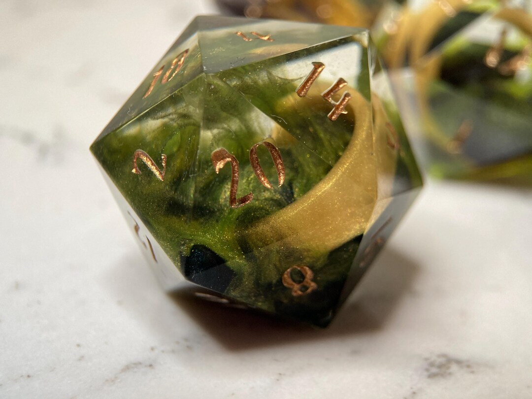 The One Ring D20 Dice Dungeons & Dragons Dnd Chonky Gold Algae-covered ...