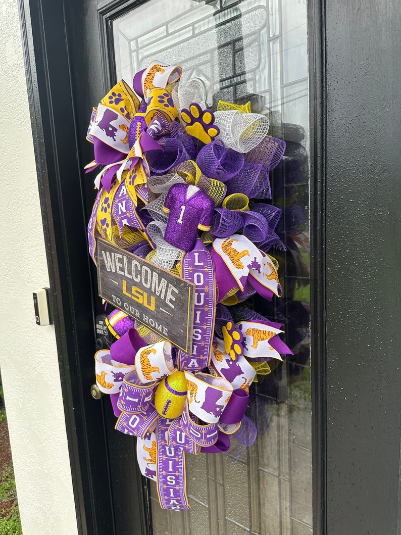 LSU Wreath, LSU, Baton Rouge, Purple and Gold, Tigers - Etsy