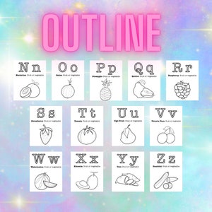 26 Pages A-Z Fruits and Vegetables Colouring Book Digital Download - Etsy