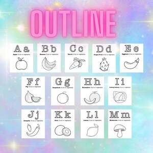 26 Pages A-Z Fruits and Vegetables Colouring Book Digital Download - Etsy