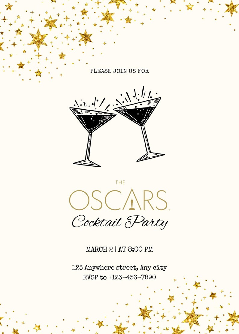 Award Show Cocktail Party Invitation Canva Digital Editable File - Etsy