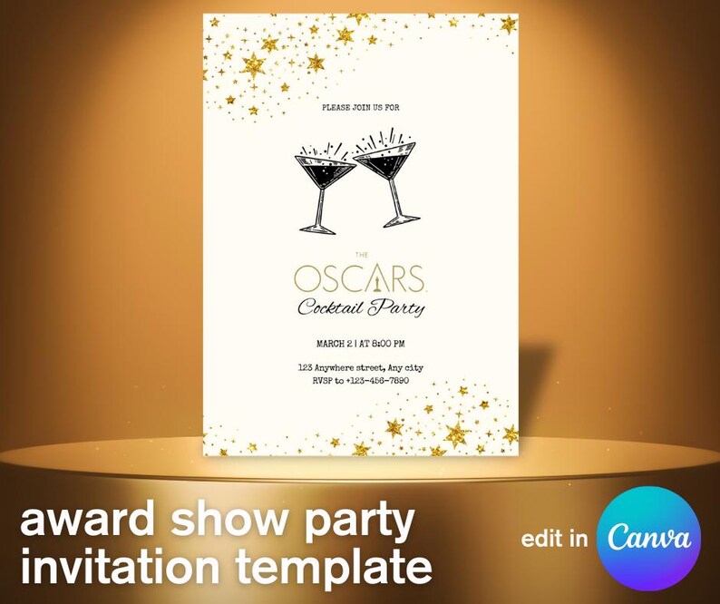 Award Show Cocktail Party Invitation Canva Digital Editable File - Etsy
