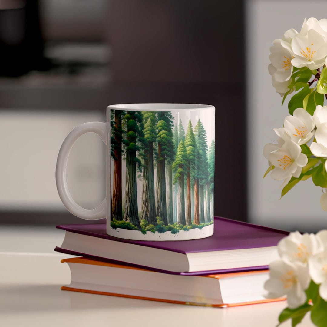 Watercolor Redwood Forest Ceramic Coffee Mug 11oz - Etsy
