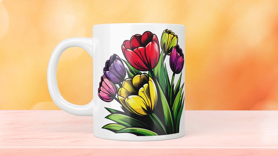 Tulip Art Mug / Flower Cup / Floral Mug / Ceramic Mug, 11oz - Etsy