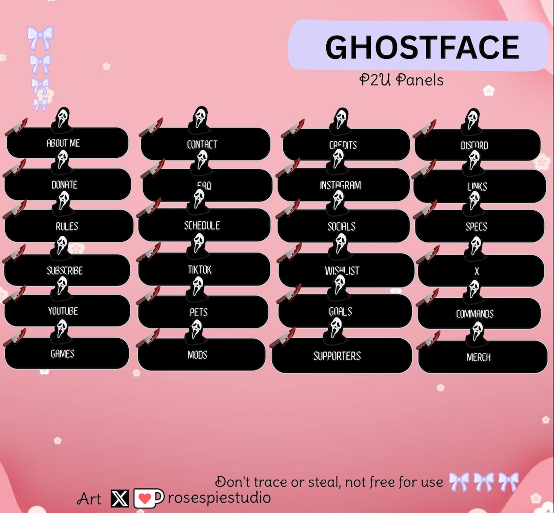 Ghostface Twitch Panels - Dark Stream Overlays | Occult Streamer Set ...