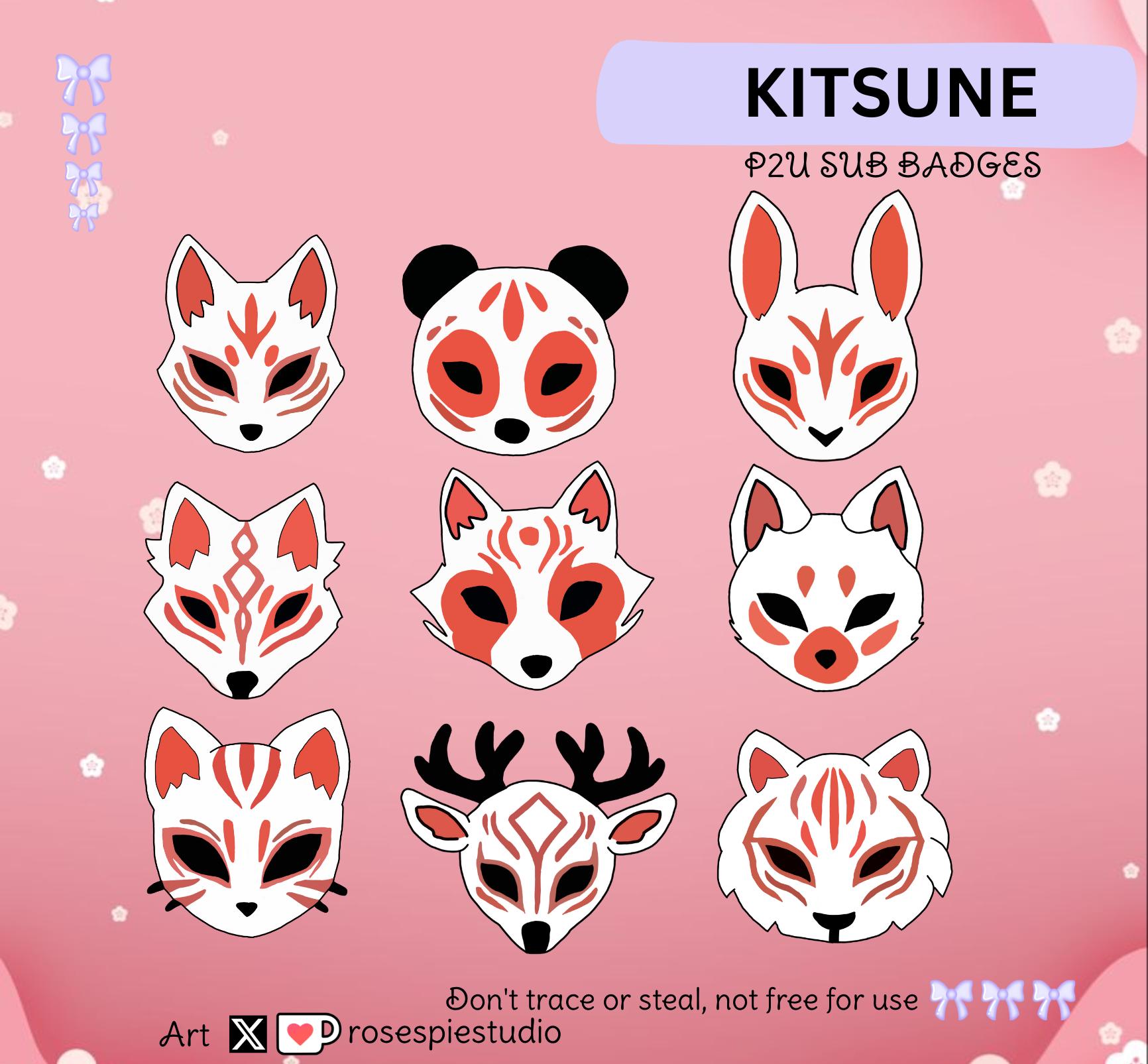 Kitsune Mask Sub Badges – Mystic Fox Stream Set (digital Download) - Etsy