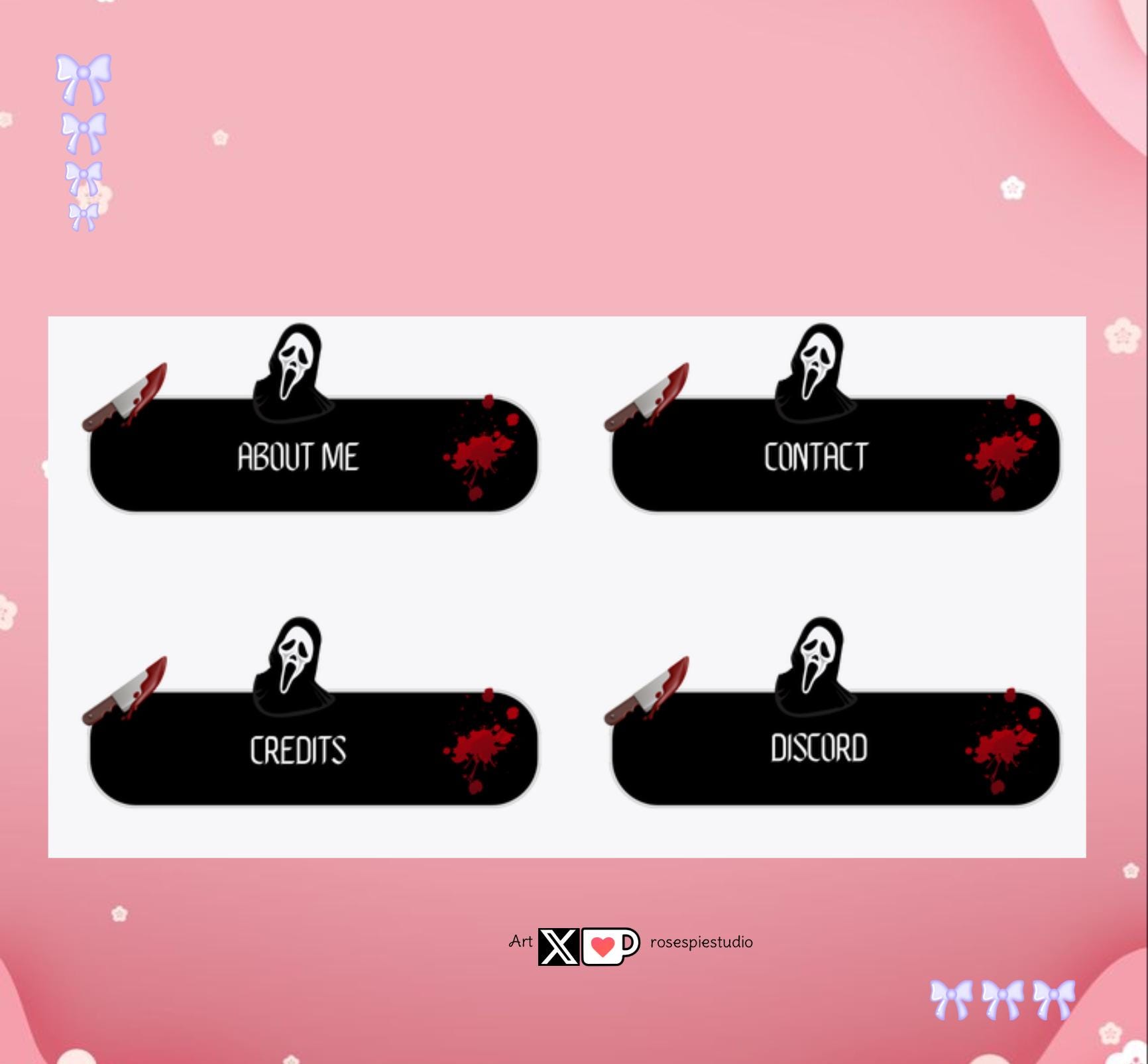 Ghostface Twitch Panels - Dark Stream Overlays | Occult Streamer Set ...