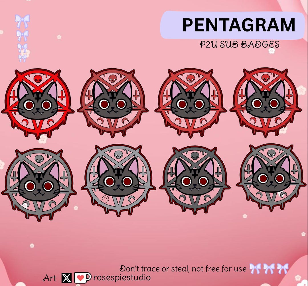 PENTAGRAM Sub Badges - Dark Stream Overlays | Occult Streamer Set ...