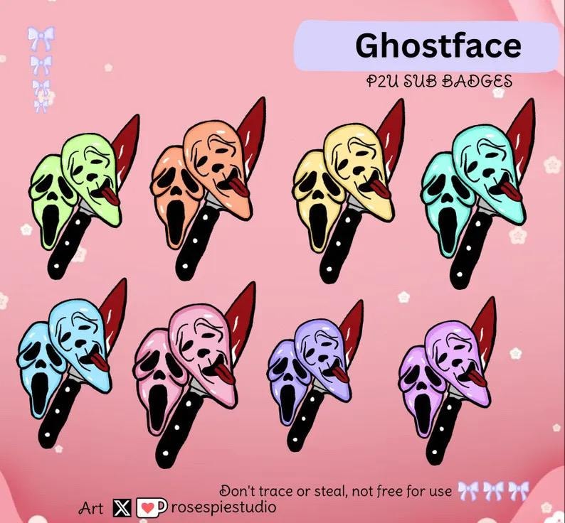 Ghostface Twitch Badges: 8 Ghostface Sub/bit Badges (digital Download ...