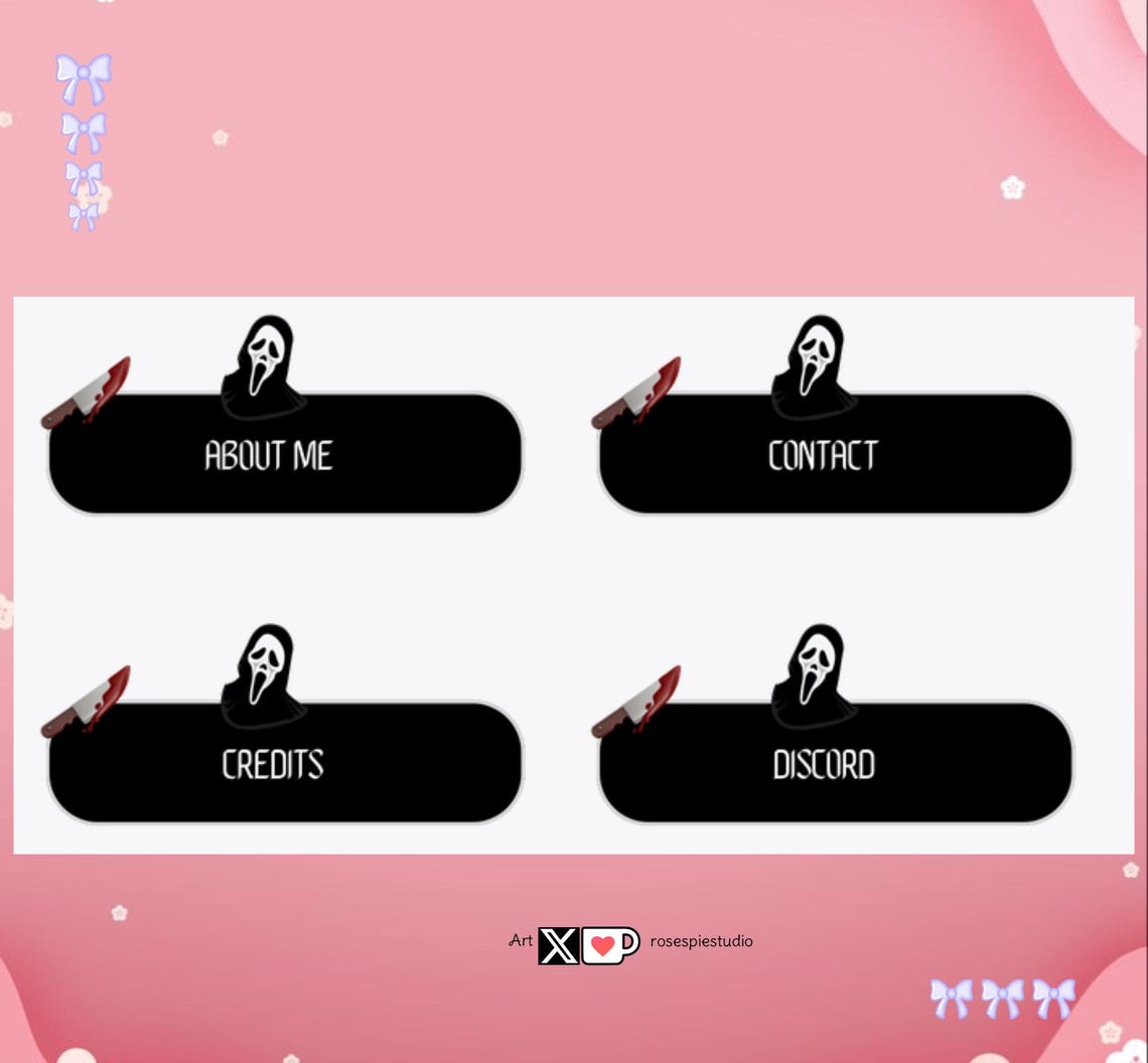 Ghostface Twitch Panels - Dark Stream Overlays | Occult Streamer Set ...