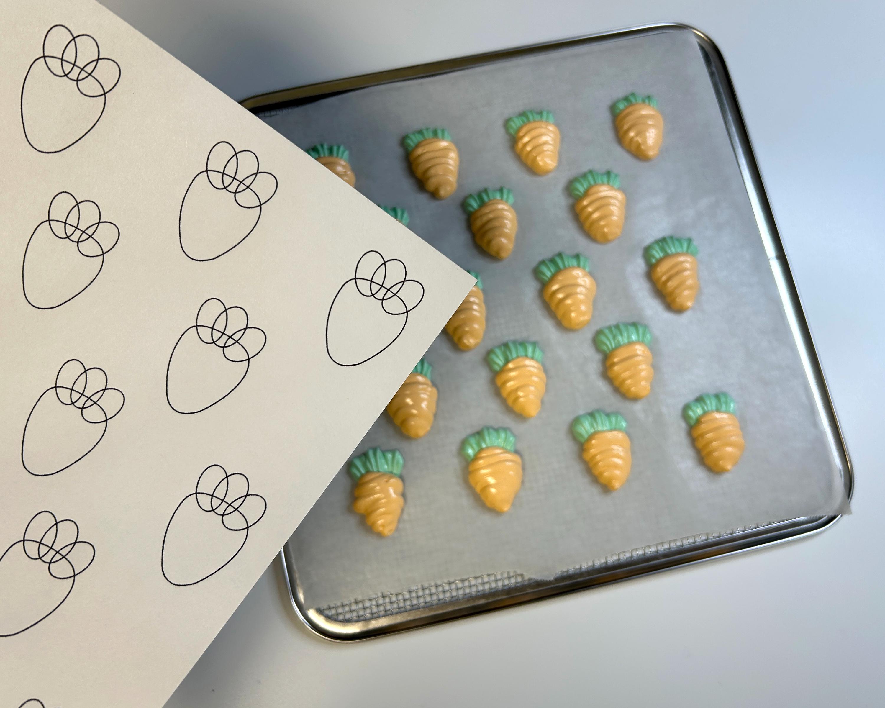 Carrot Printable Template, Meringue Cookies, Royal Icing Transfer Sheet ...
