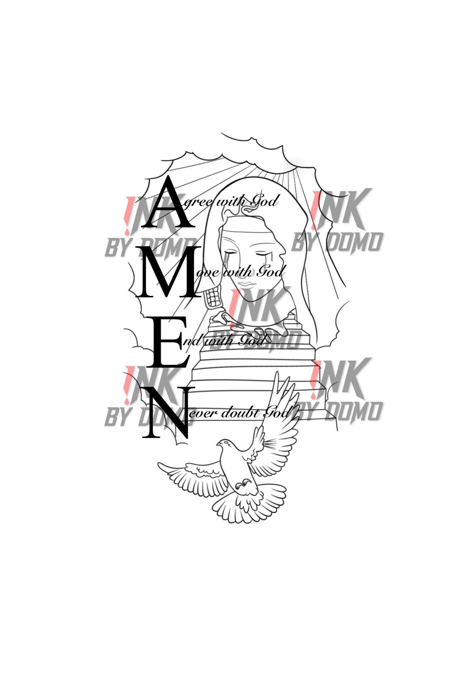 Amen Tattoo Design: Religious Ink Art - Etsy