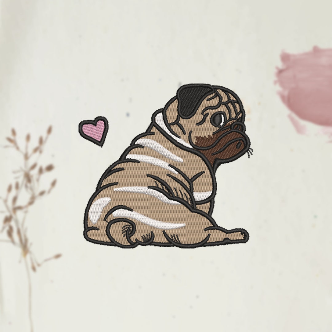 Mops Dog Digital Embroidery Design Instant Download - Etsy