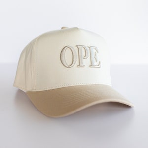 OPE Trucker Hat | Unisex | off White & Khaki | Adjustable Snapback ...