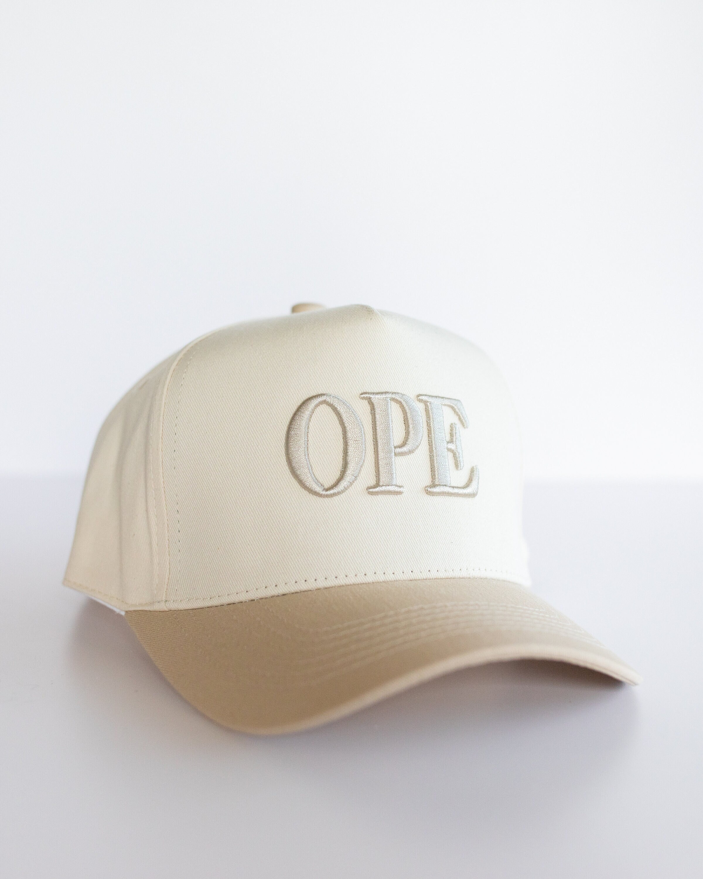 OPE Trucker Hat | Unisex | off White & Khaki | Adjustable Snapback ...