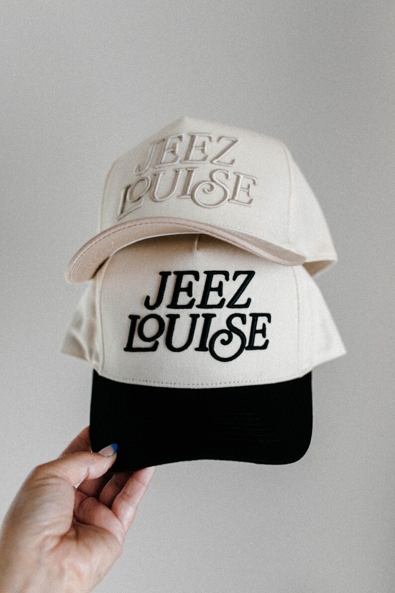 JEEZ LOUISE Trucker Hat | Unisex | Khaki & off White | Adjustable ...