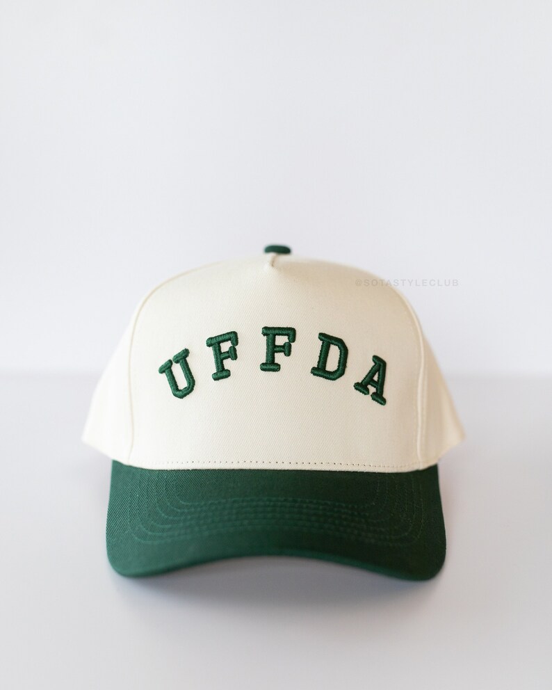 UFFDA Trucker Hat | Unisex | Dark Green & off White | Adjustable ...