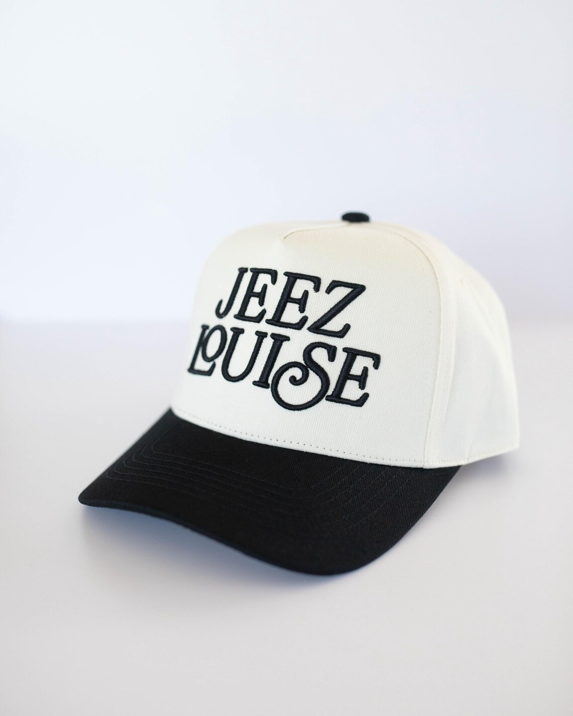 JEEZ LOUISE Trucker Hat | Unisex | Black & off White | Adjustable ...