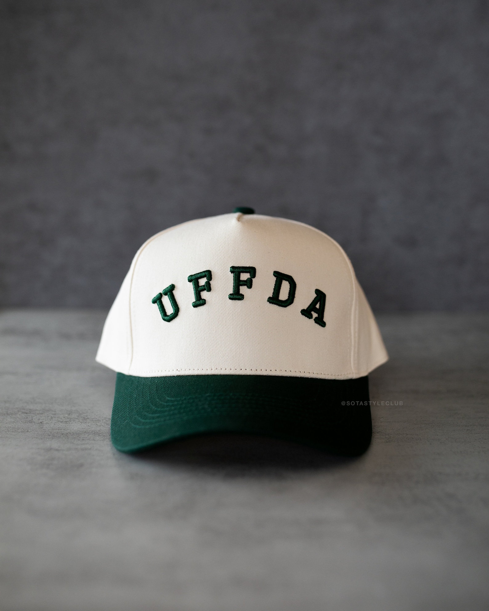 UFFDA Trucker Hat | Unisex | Dark Green & off White | Adjustable ...