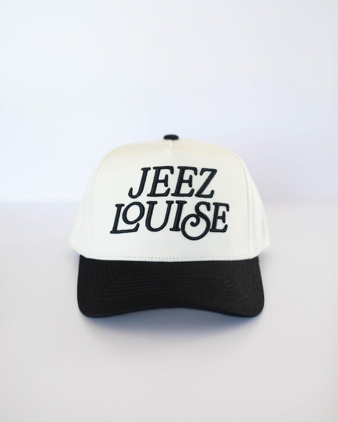 JEEZ LOUISE Trucker Hat | Unisex | Black & off White | Adjustable ...